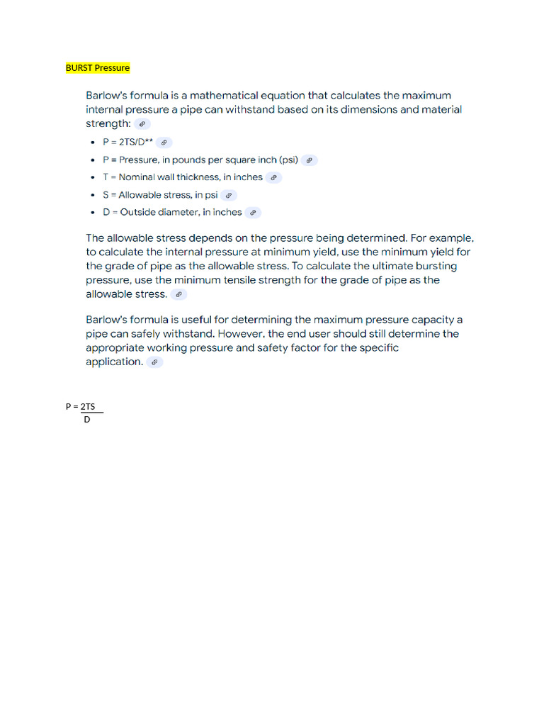 MAWP & Burst Pressure | PDF