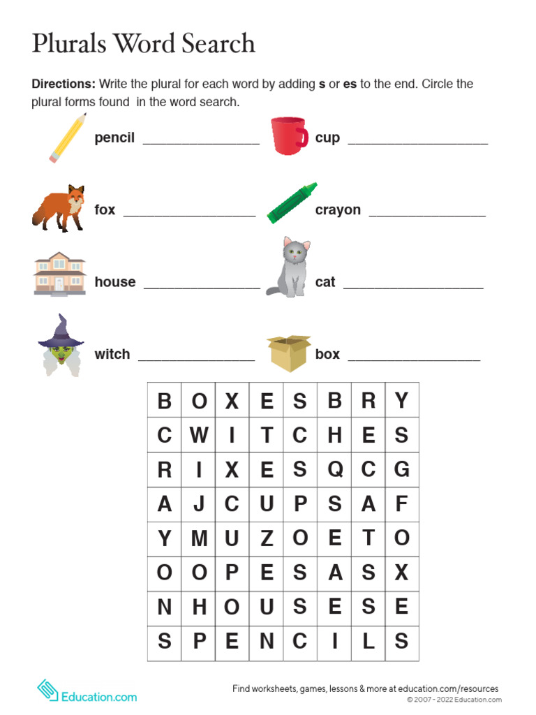 Homework Plural Nouns (ES) 1 | PDF