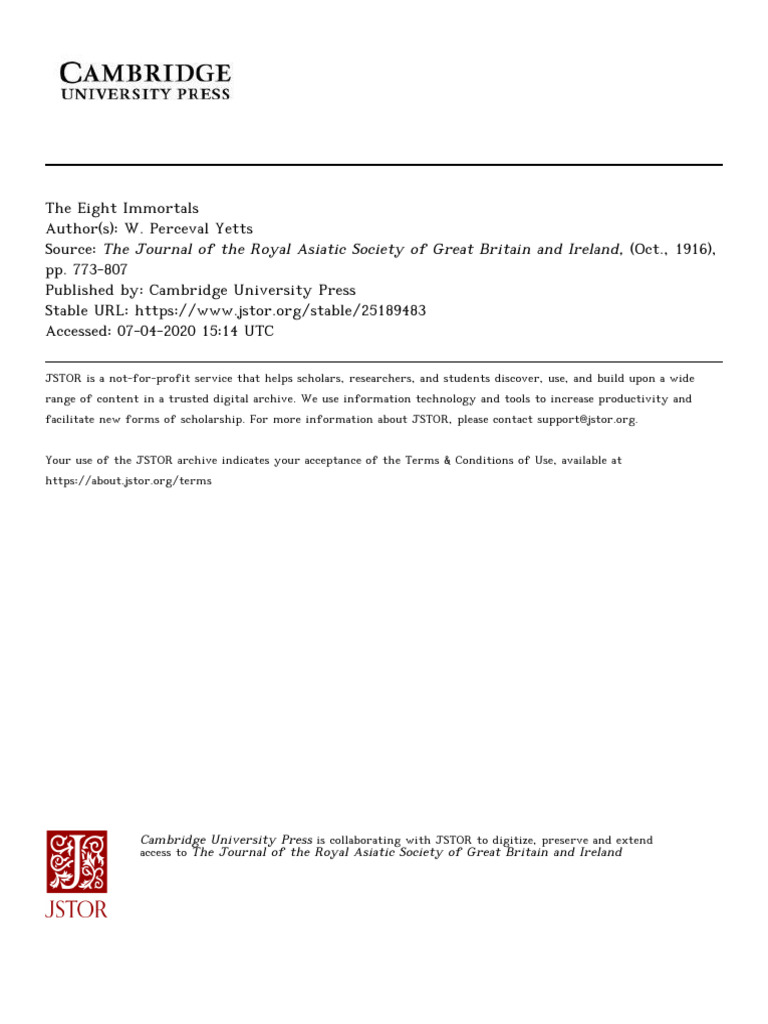 Yetts - The Eight Immortals 1916 | PDF | Emperor Of China