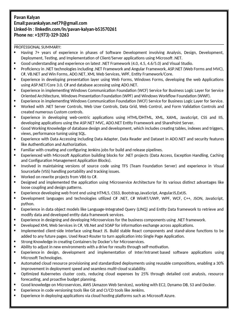 Kalyan.resume | PDF | Entity Framework | Microsoft Sql Server
