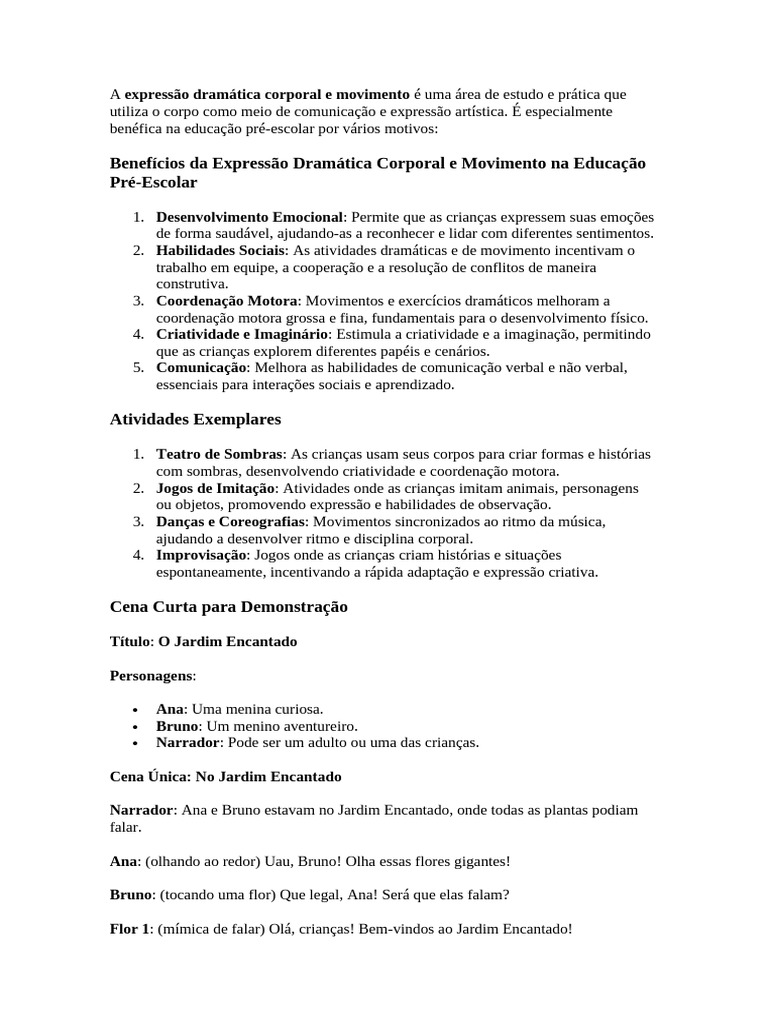 A Expressão Dramática Corporal e Movimento | PDF | Comunicação | Emoções