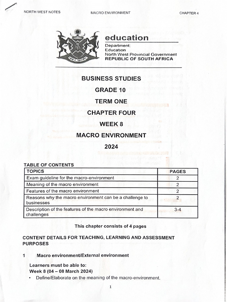 Term 1 Macro Environment | PDF