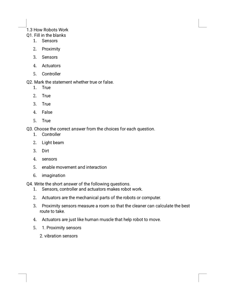 Answer Key 1.3 | PDF