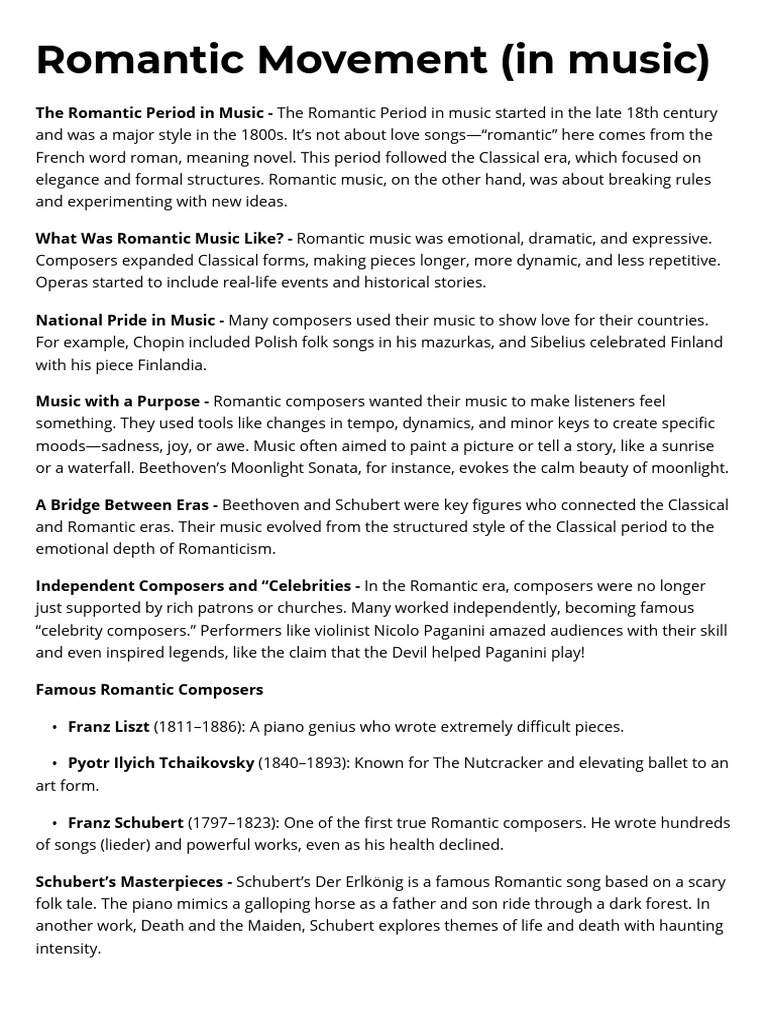 Romantic Movement PDF | PDF | Romantic Music | Frédéric Chopin