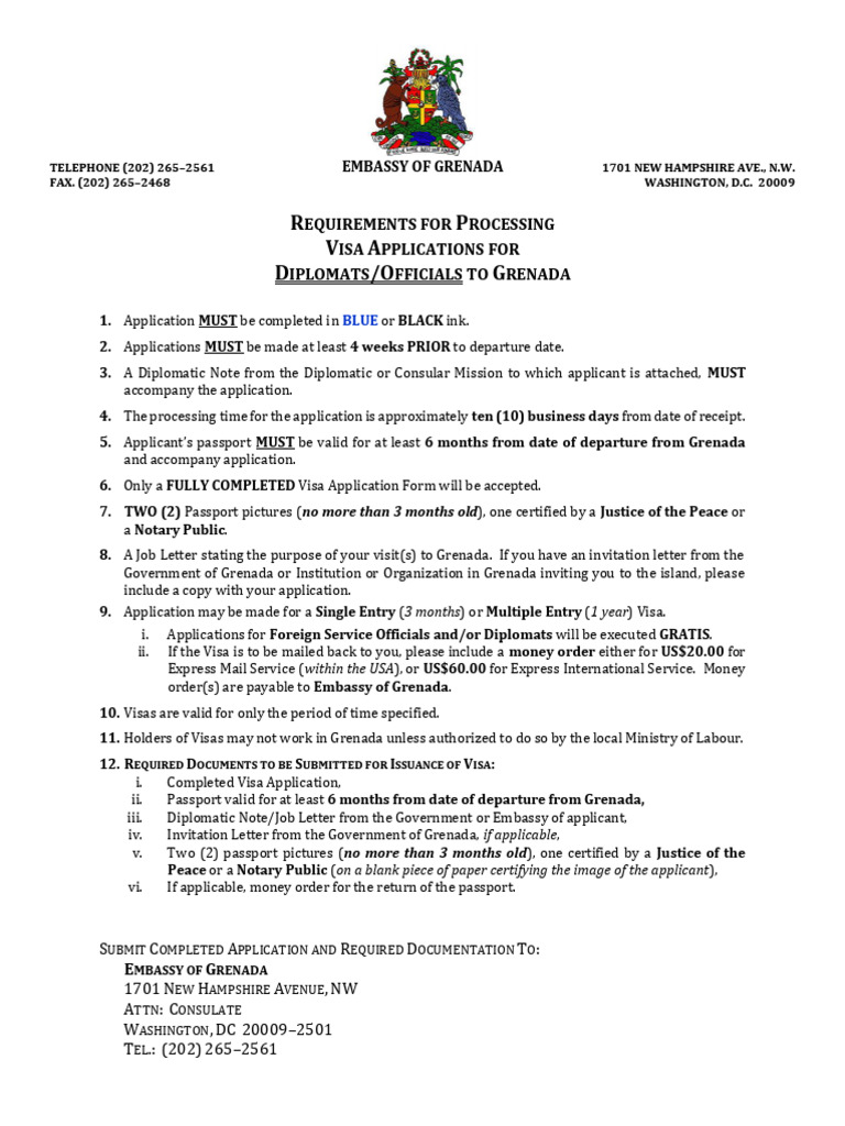 Grenada Visa Requirements For DIPLOMATS OFFICIALS - 241120 - 123037 ...