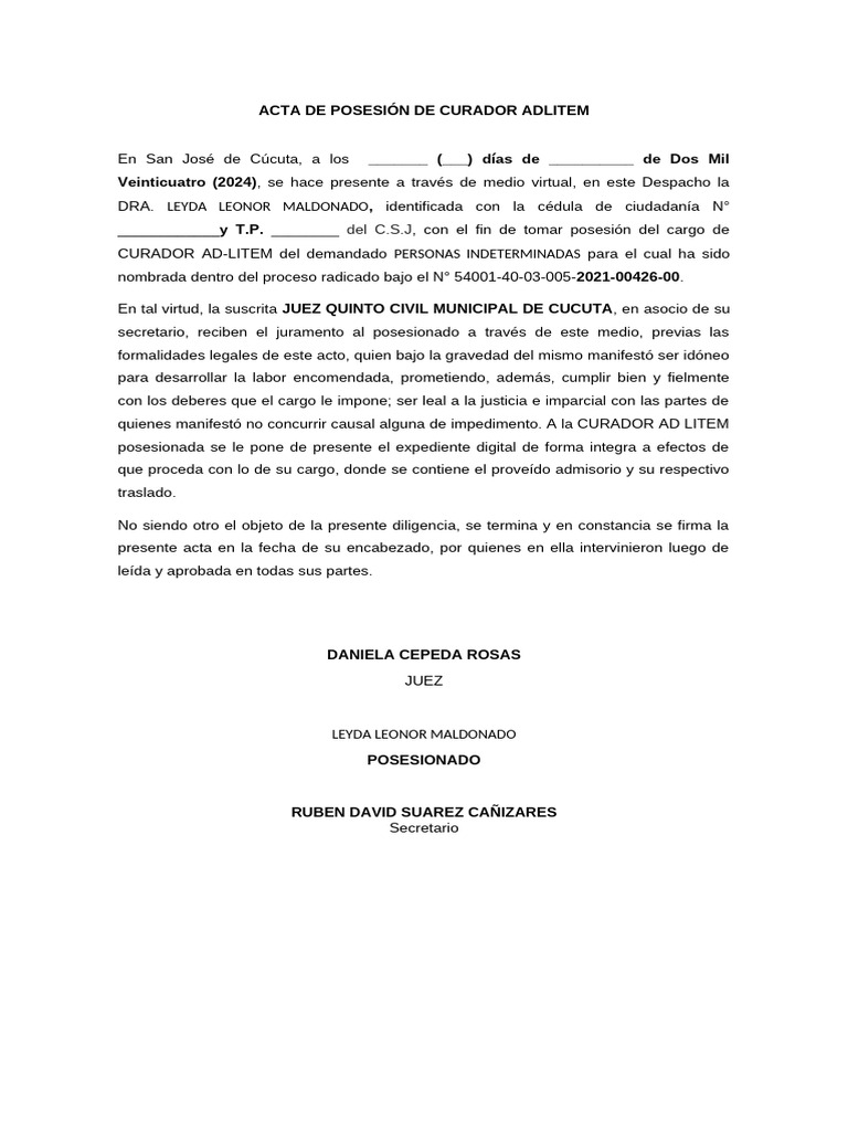 Acta Posesion 202100426 | PDF