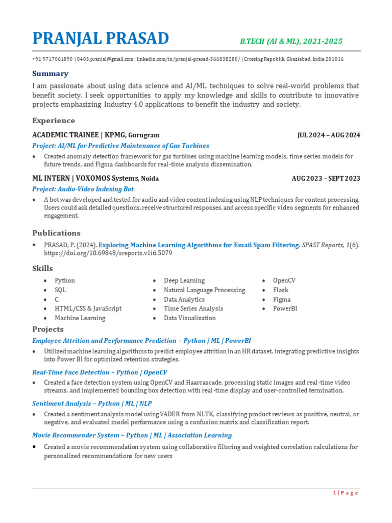 Pranjal Prasad: Data Analytics Profile | PDF | Machine Learning | Artificial Intelligence