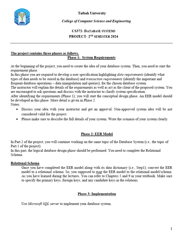 CS372 Project Sheet | PDF | Databases | Relational Database
