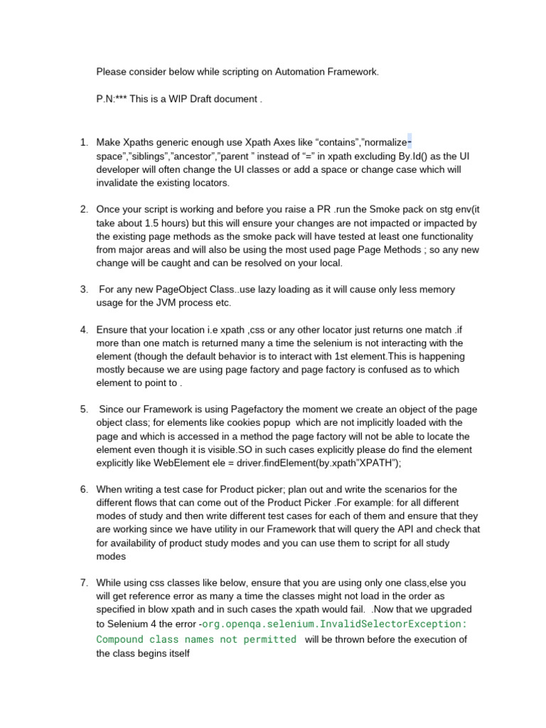 Automation Framework Guidlines To Work On Scripting | PDF | X Path | Computer Programming