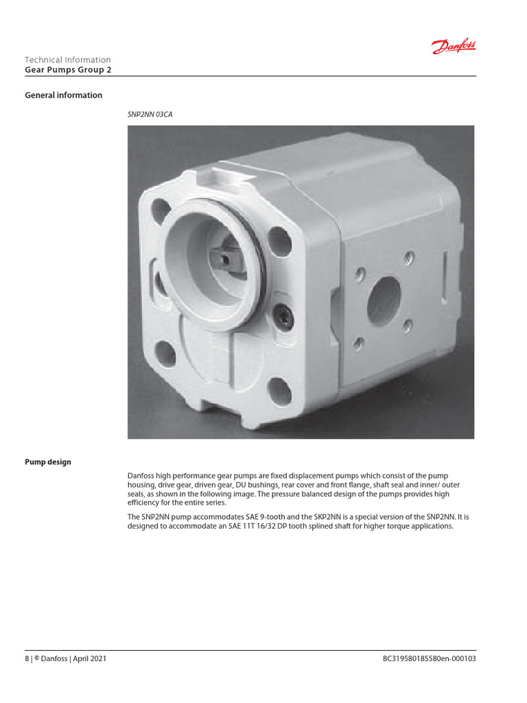 Danfoss SNP2NN Gear Pump Overview | PDF