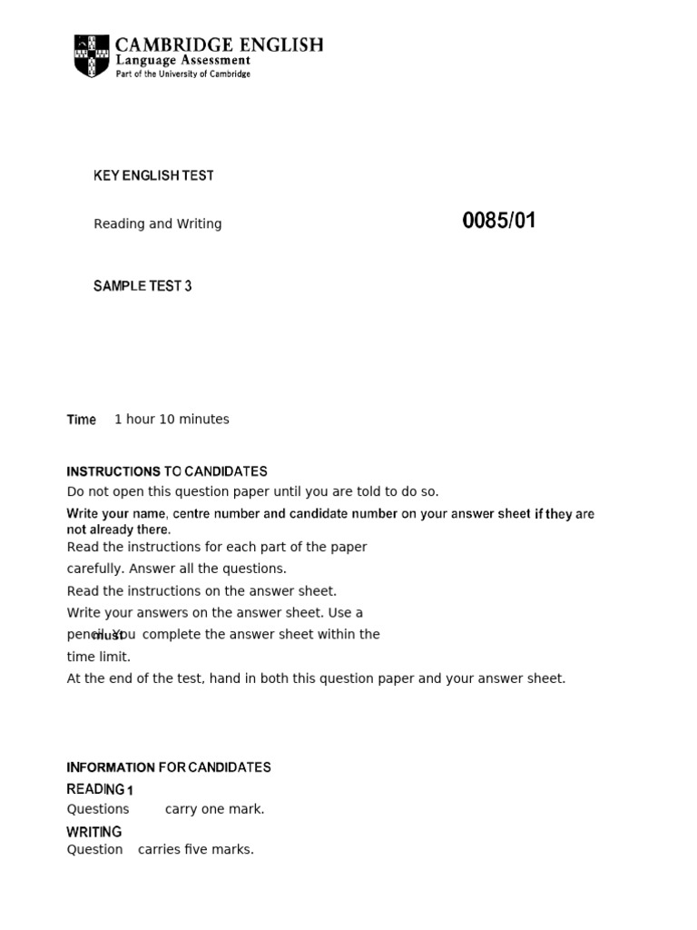 2 Cambridge Sample Test | PDF