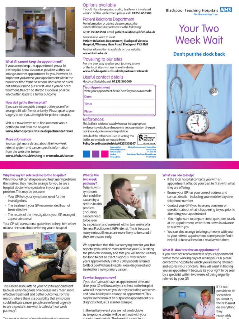 Two Week Wait Leaflet BVH | PDF | General Practitioner | Medical Diagnosis