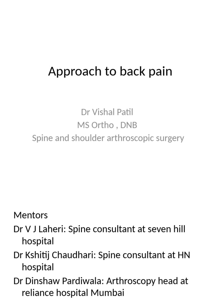 Approach To Back Pain | PDF | Back Pain | Musculoskeletal System
