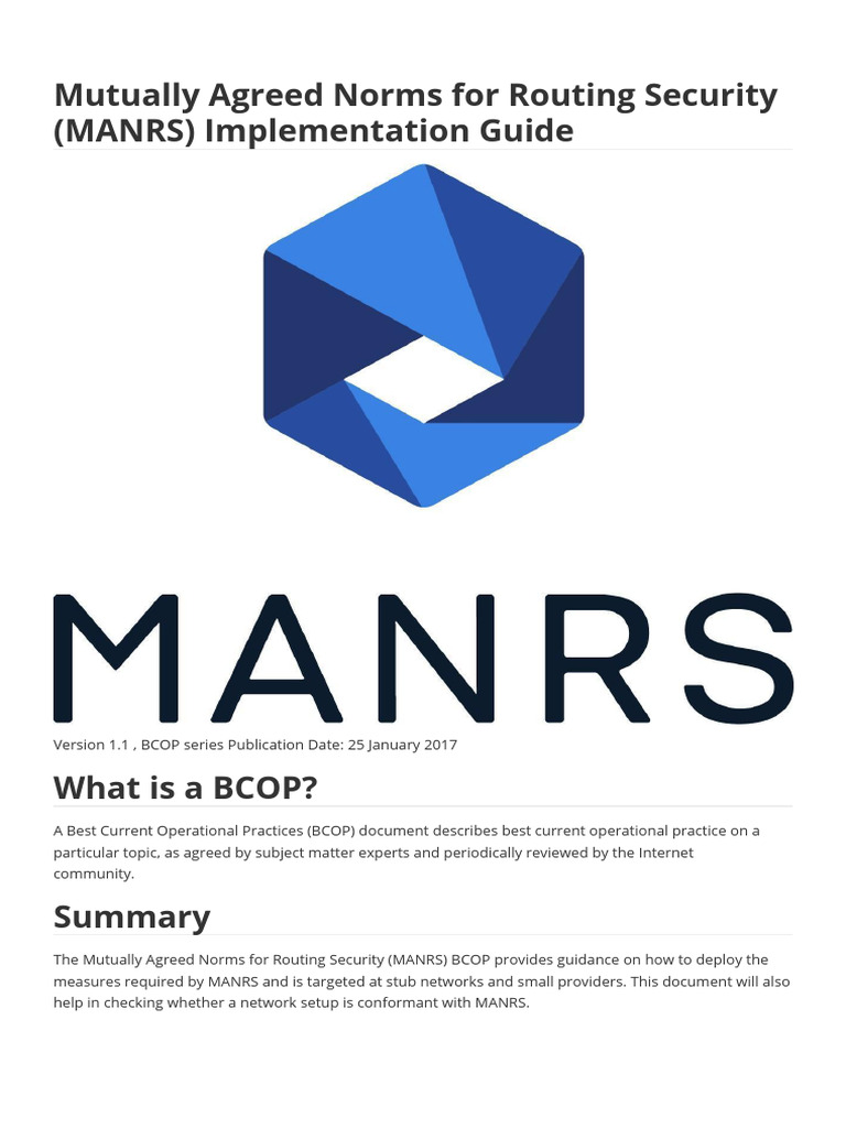 MANRS Network Implementation Guide | PDF | Ip Address | Internet ...