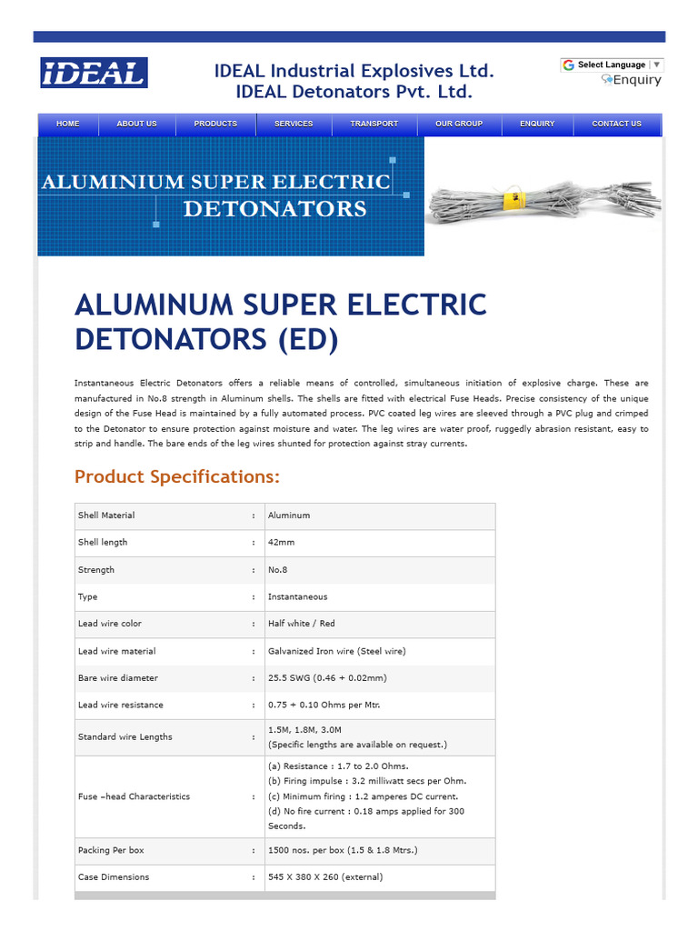 Aluminum Super Electric Detonators | PDF | Electromagnetism | Materials