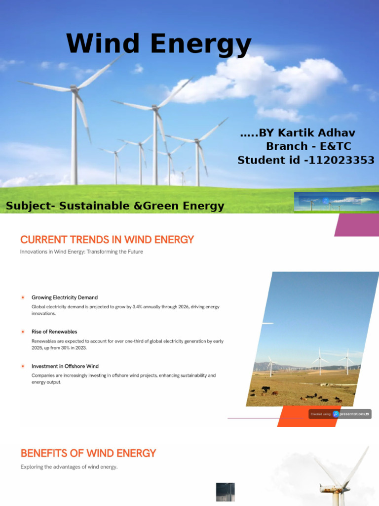 Wind Energy in Sustainable Tech | PDF