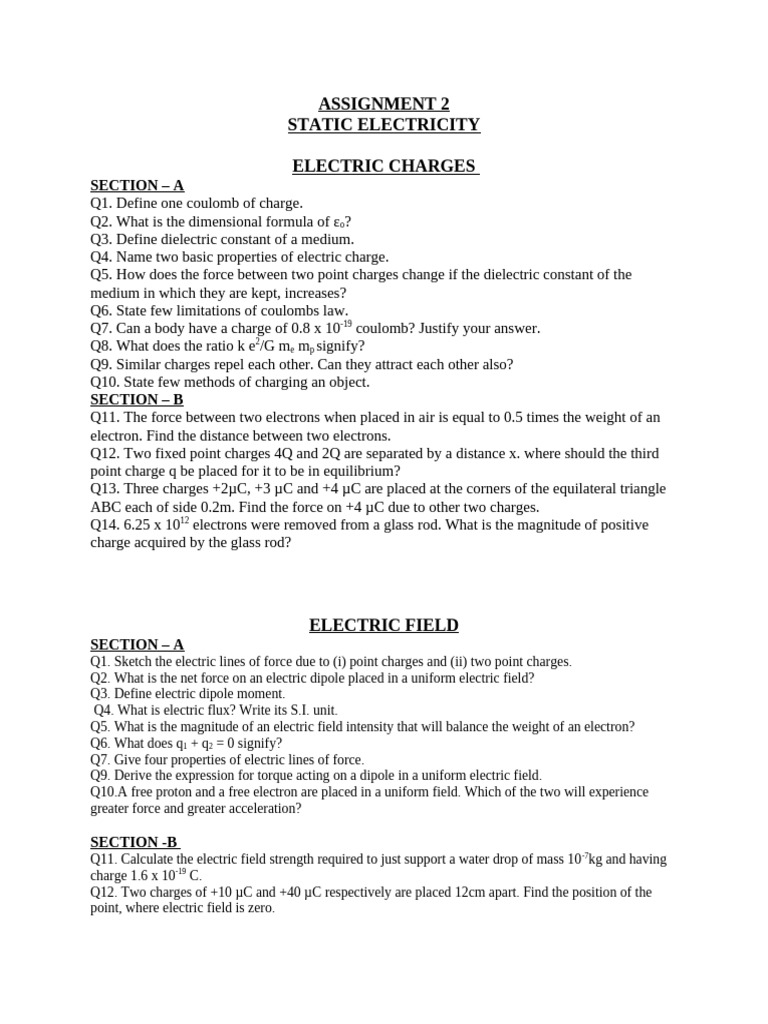 Static Electricity and Electric Fields Guide | PDF | Capacitor ...