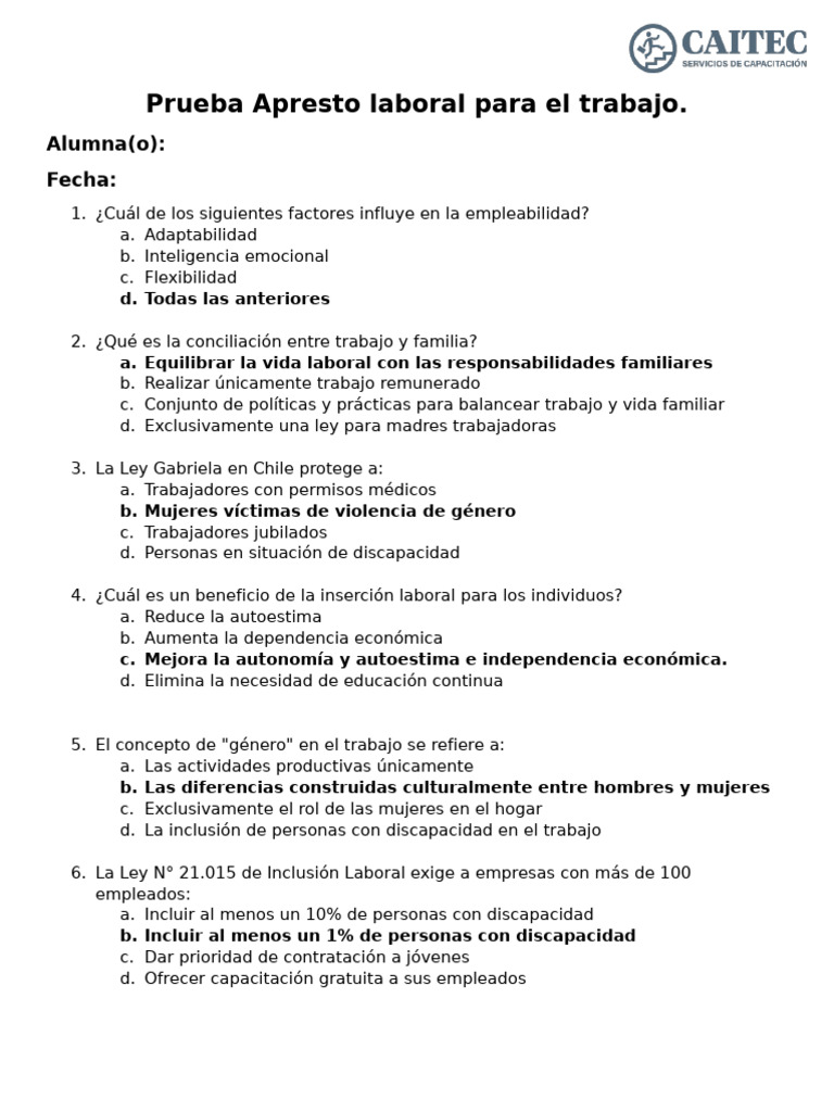 Prueba Apresto Laboral para El Trabajo | PDF | Pensión | Jubilación