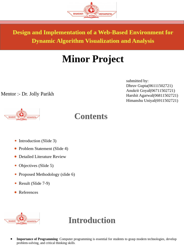 MinorProject - First Rivew | PDF | Visualization (Graphics) | Algorithms