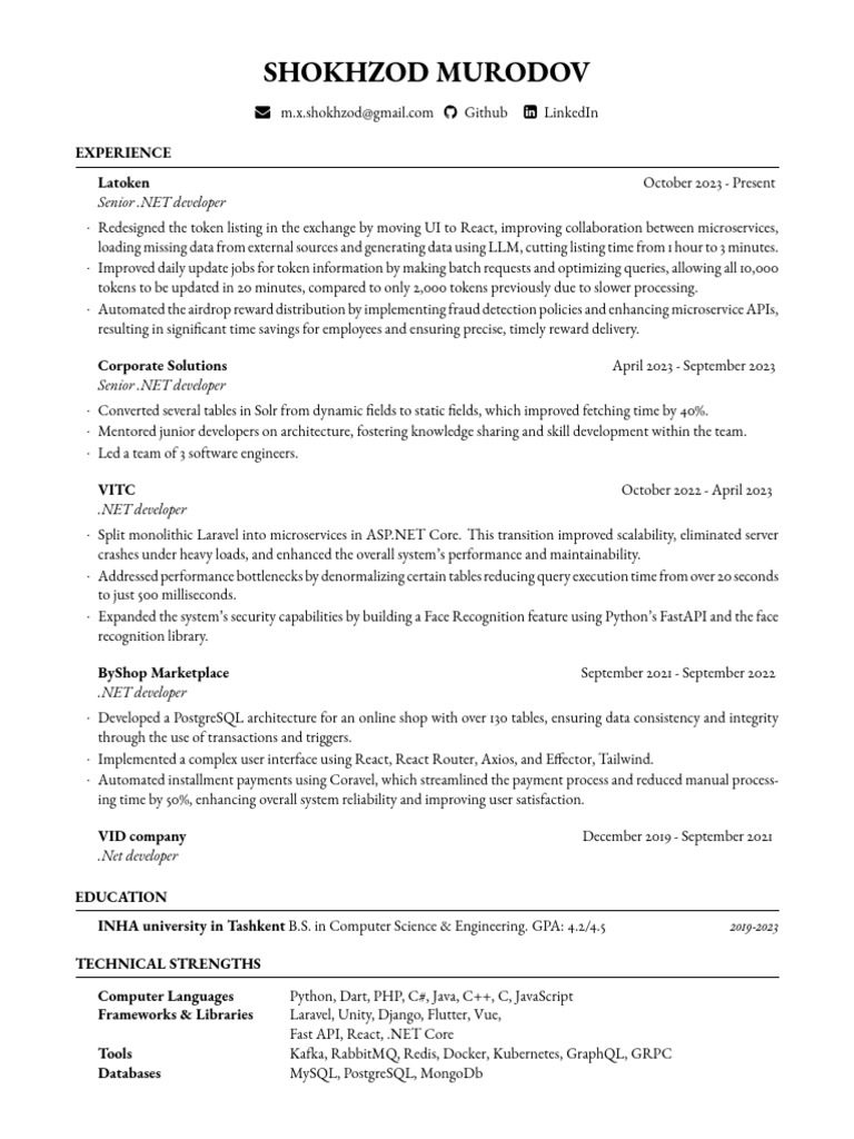 Net Resume | PDF | Postgre Sql | Databases