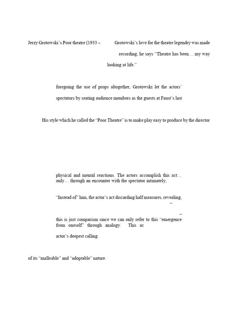Grotowski's Poor Theatre Insights | PDF