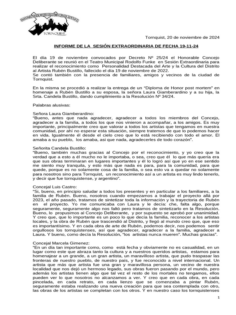 Homenaje a Rubén Bustillo en Tornquist | PDF | Arte
