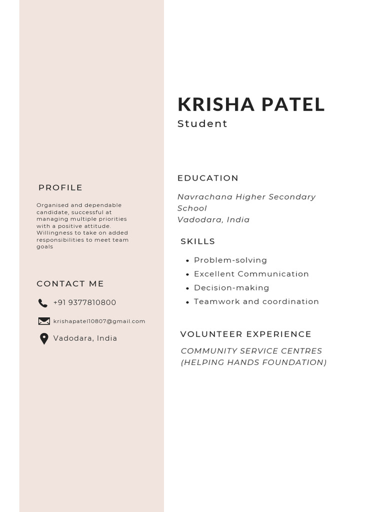 Krisha Patel: Student | PDF