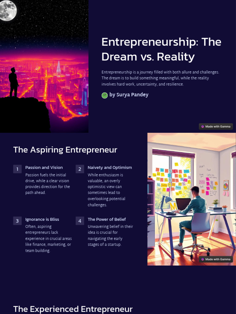 Entrepreneurship The Dream Vs Reality | PDF | Entrepreneurship ...