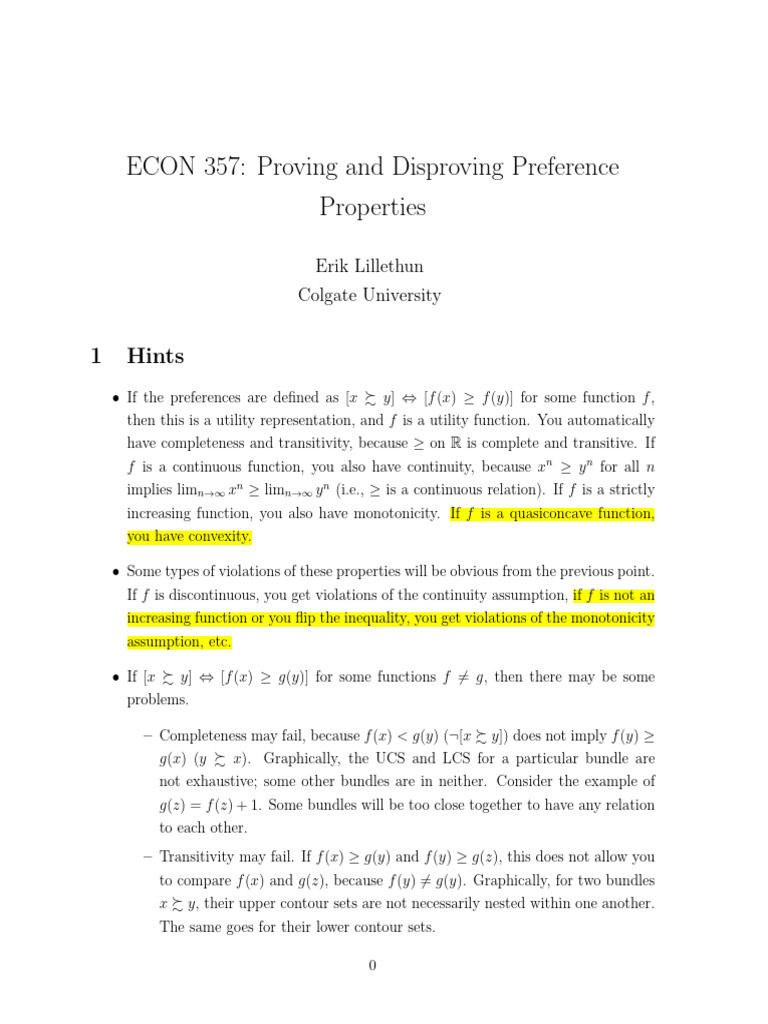Proving and Disproving Preference Properties | PDF | Inequality ...