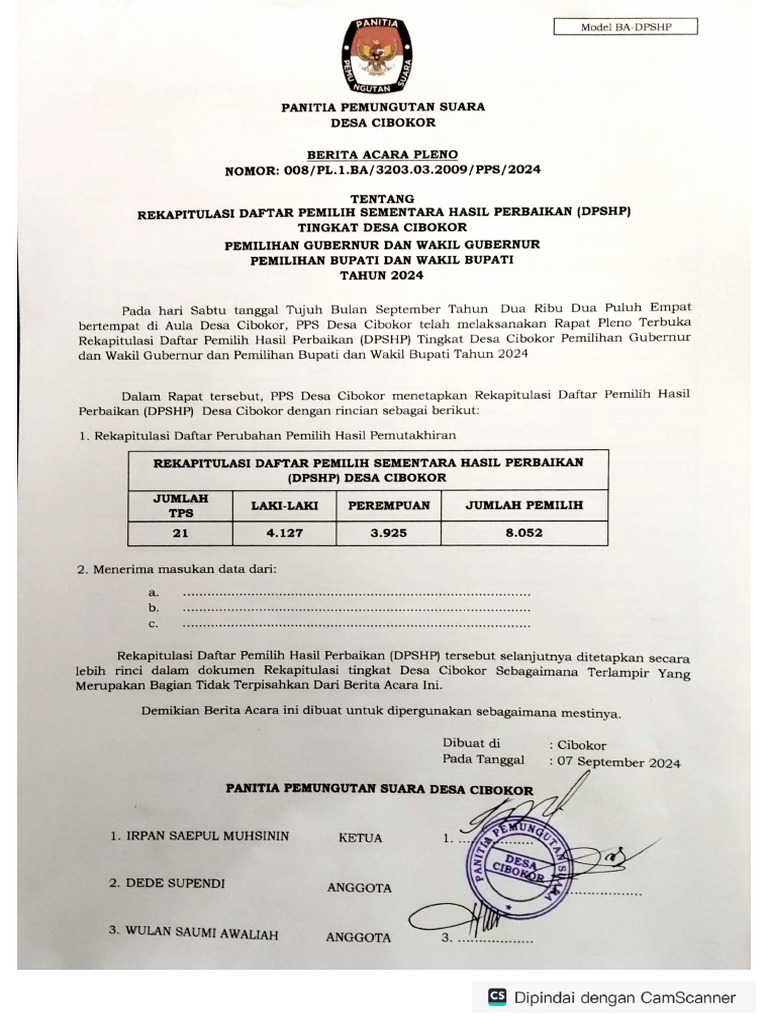 Ba Pleno DPSHP Cibokor | PDF