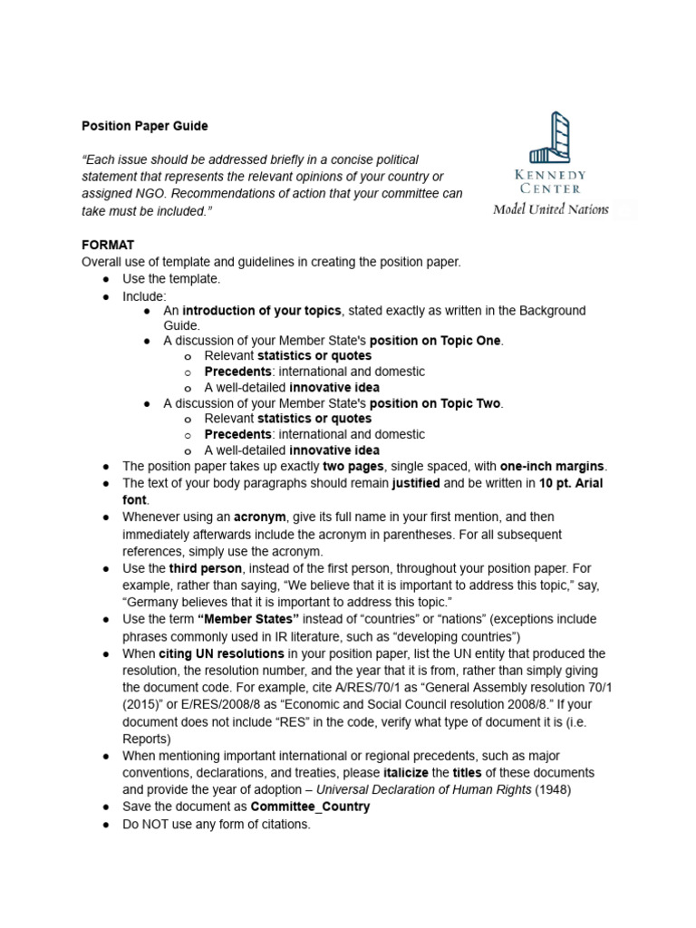 Position Paper Guide | PDF | Precedent