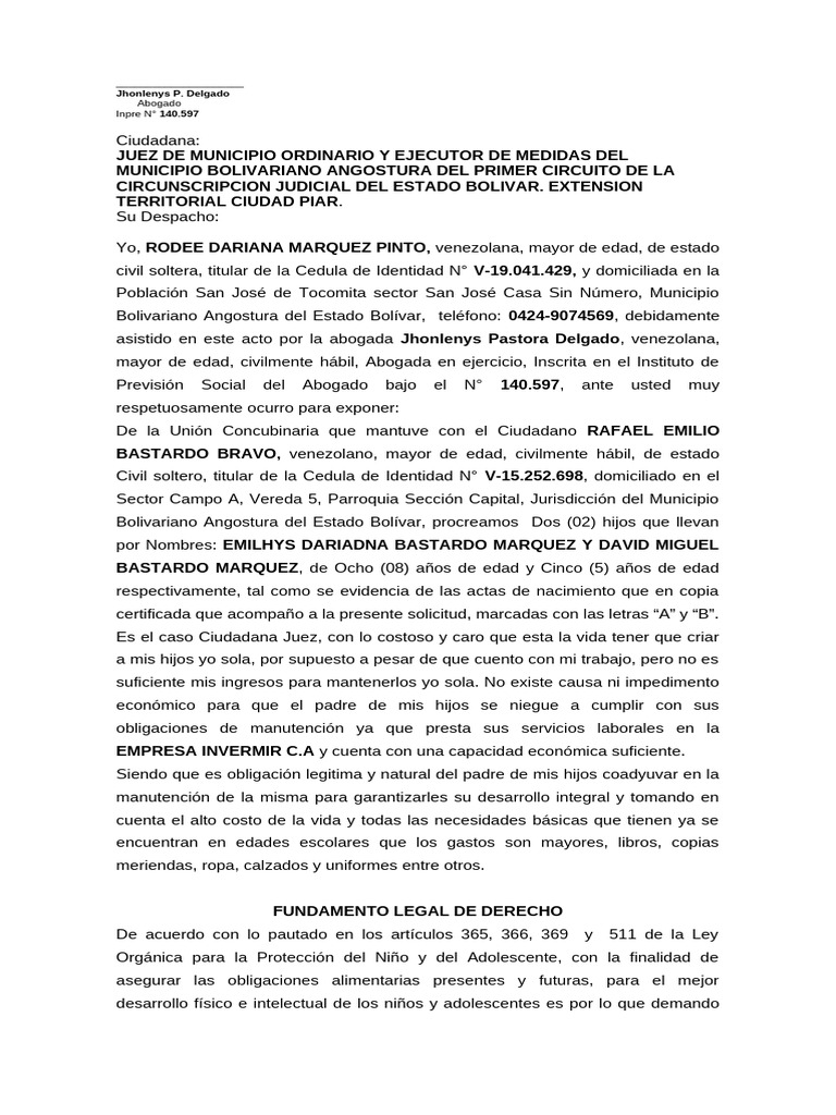 Modelo de Obligacion de Manutencion RODEE | PDF