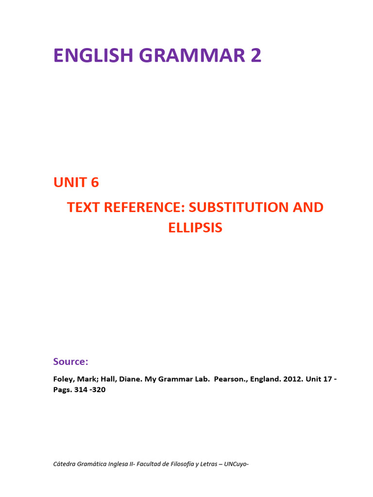 Substitution and Ellipsis | PDF | Artes del Lenguaje y Comunicación