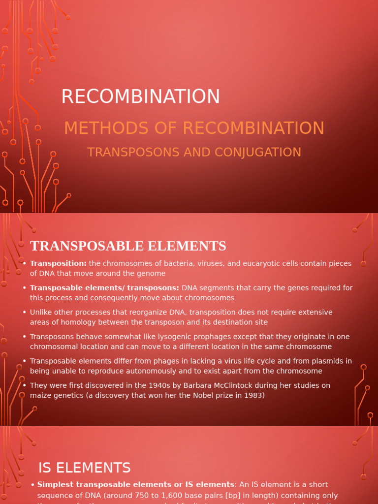 Lec 7 Methods of Recombination | PDF | Transposable Element | Plasmid