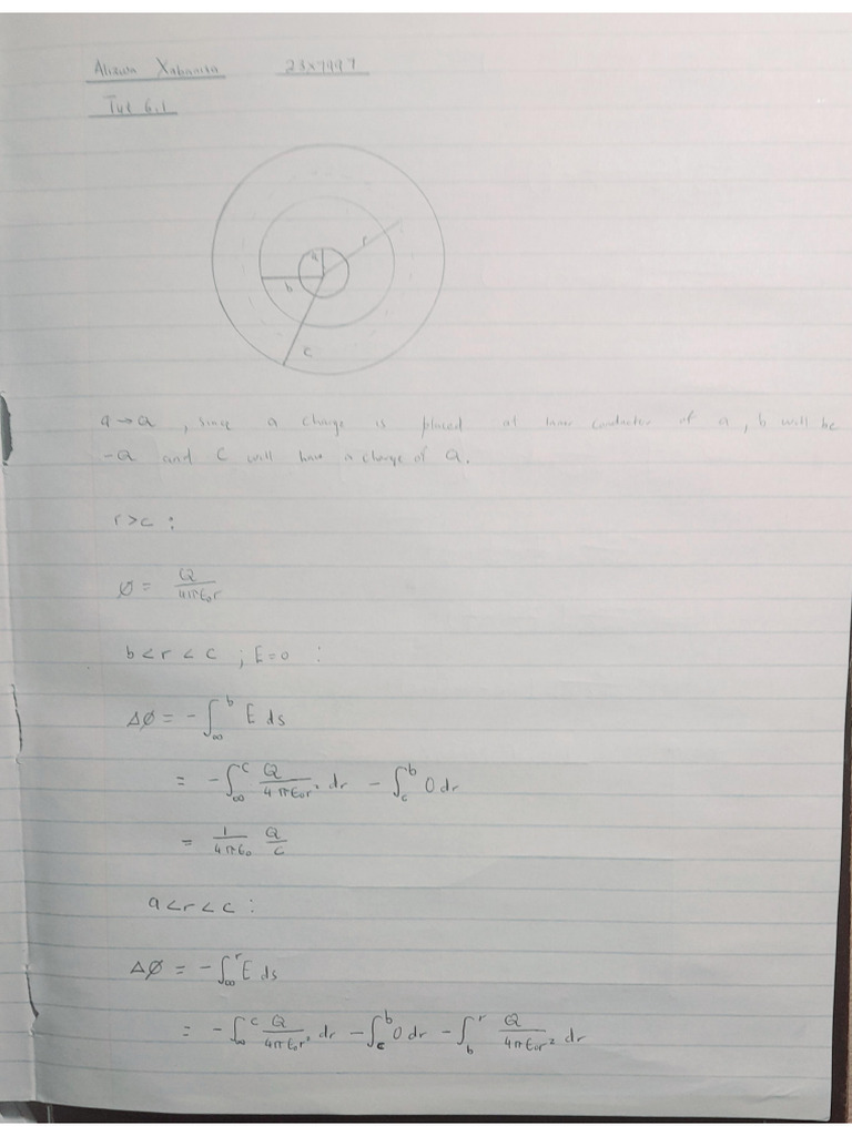 Physics 201 Electrostatics Tut 6.1 | PDF