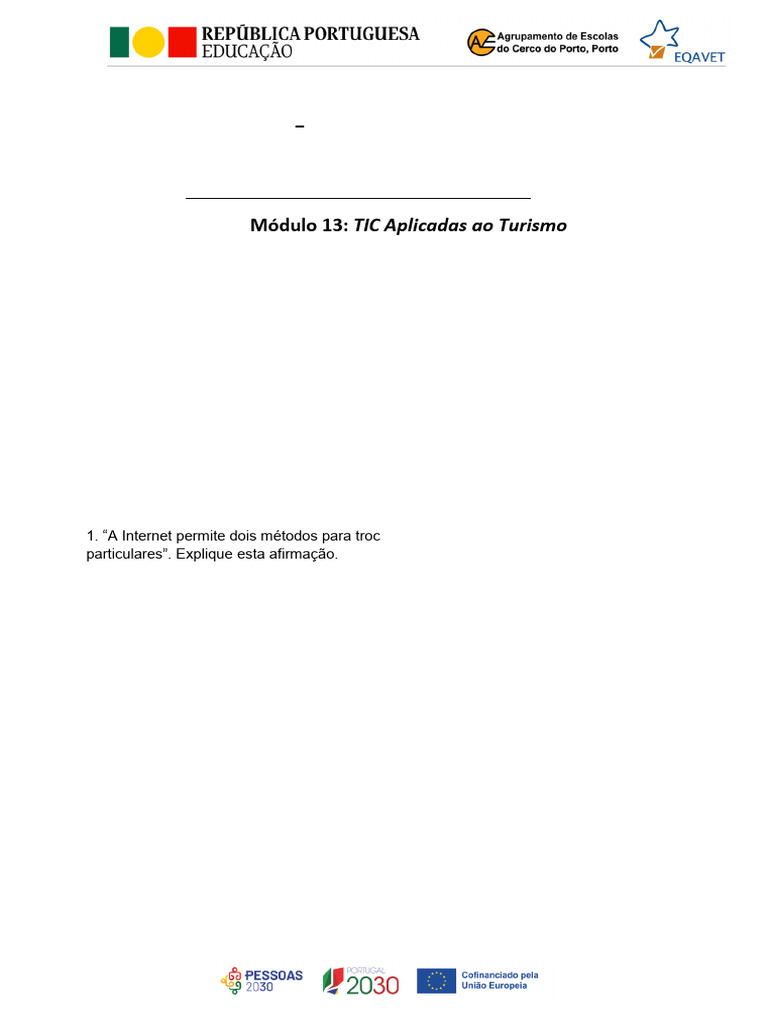 Ficha de Trabalho N.º 1 Do Módulo 13 - TIAT - 12.ºF | PDF