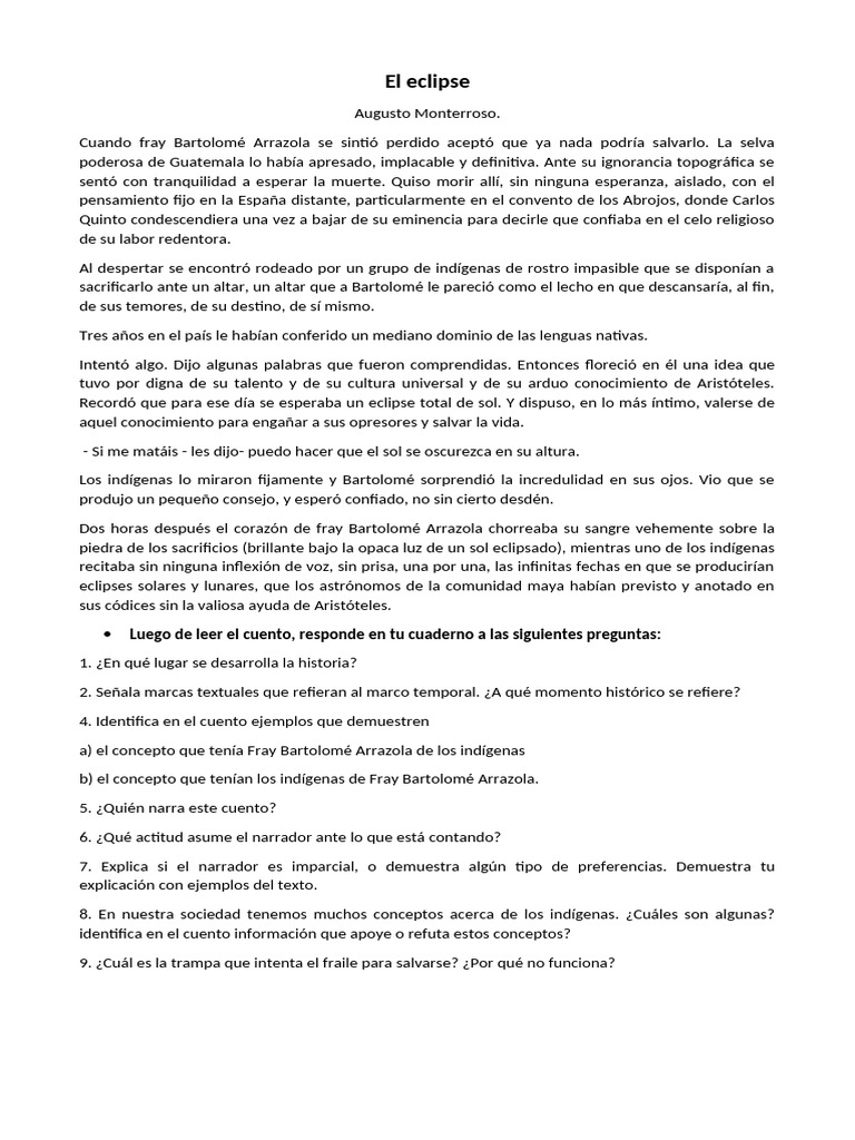 Cuento El Eclipse | PDF