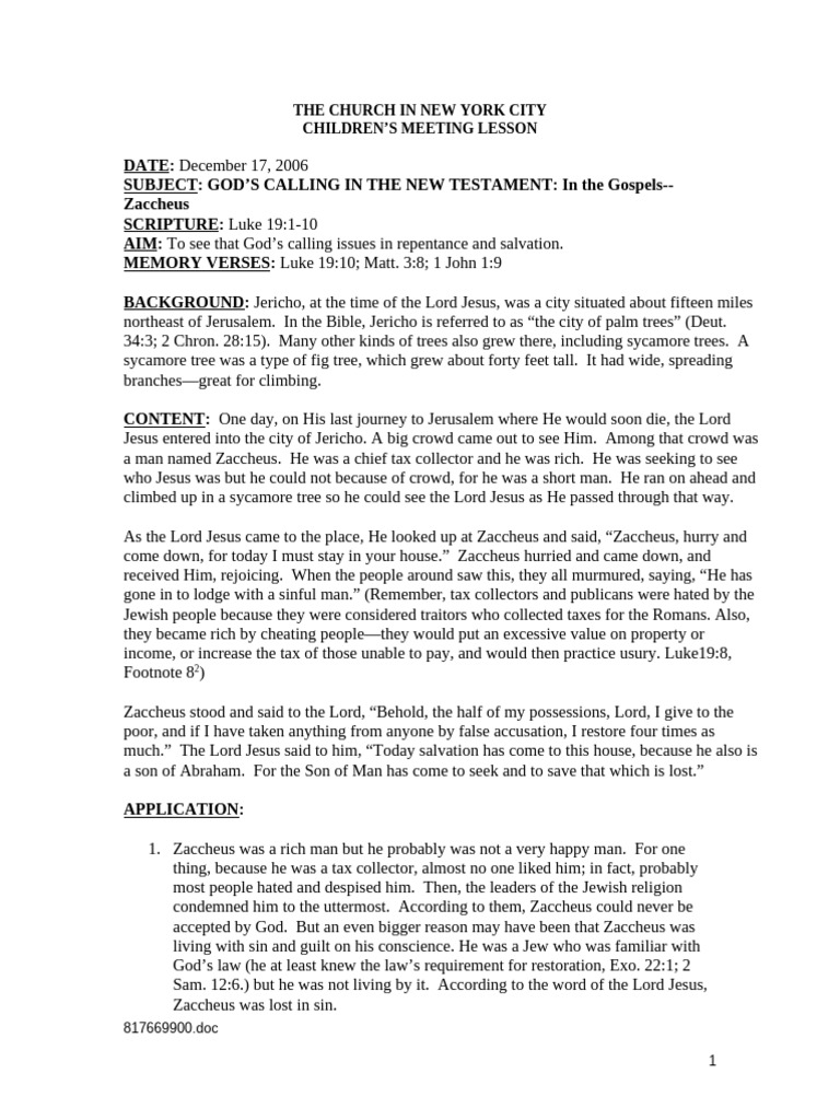 Zaccheus | PDF | Jesus | Religious Belief And Doctrine