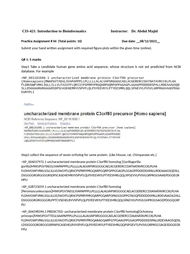 Assignmnet - 04 Select Human Gene AA Sequence and Phylogenetic Tree ...
