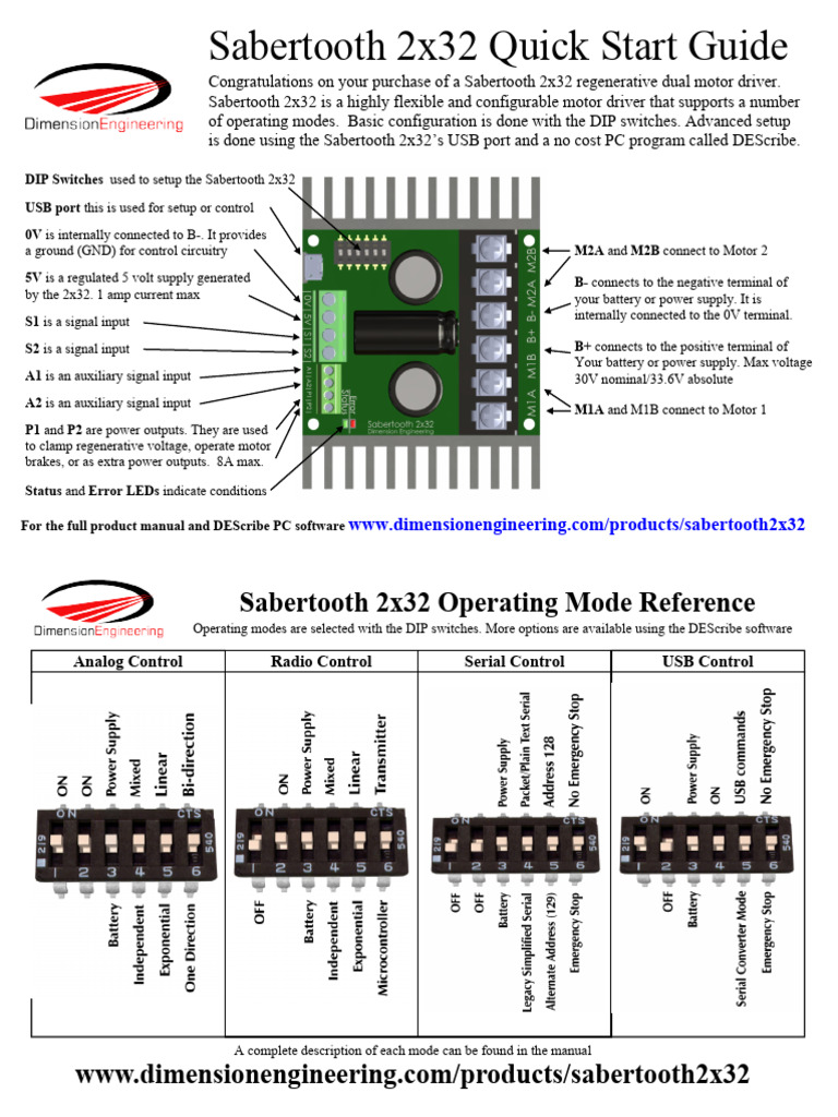 Sabertooth 2x32 Setup Guide | PDF | Power Supply | Amplifier