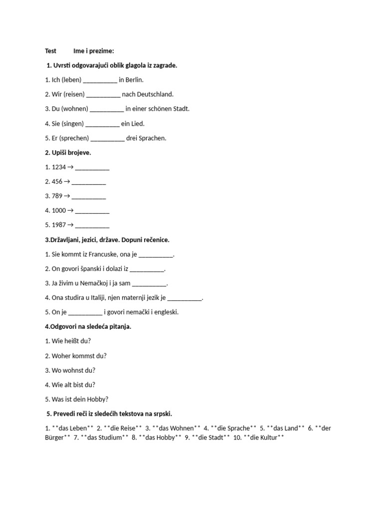 Test Prvi Razred | PDF