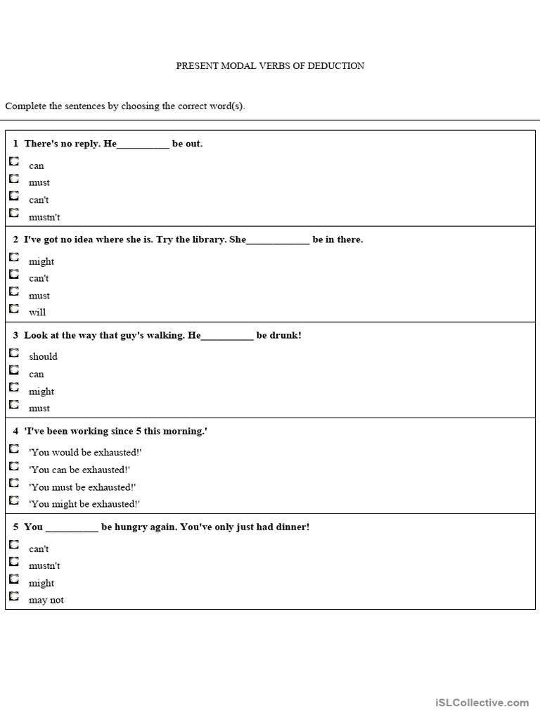 Present Modal Verbs of Deduction | PDF