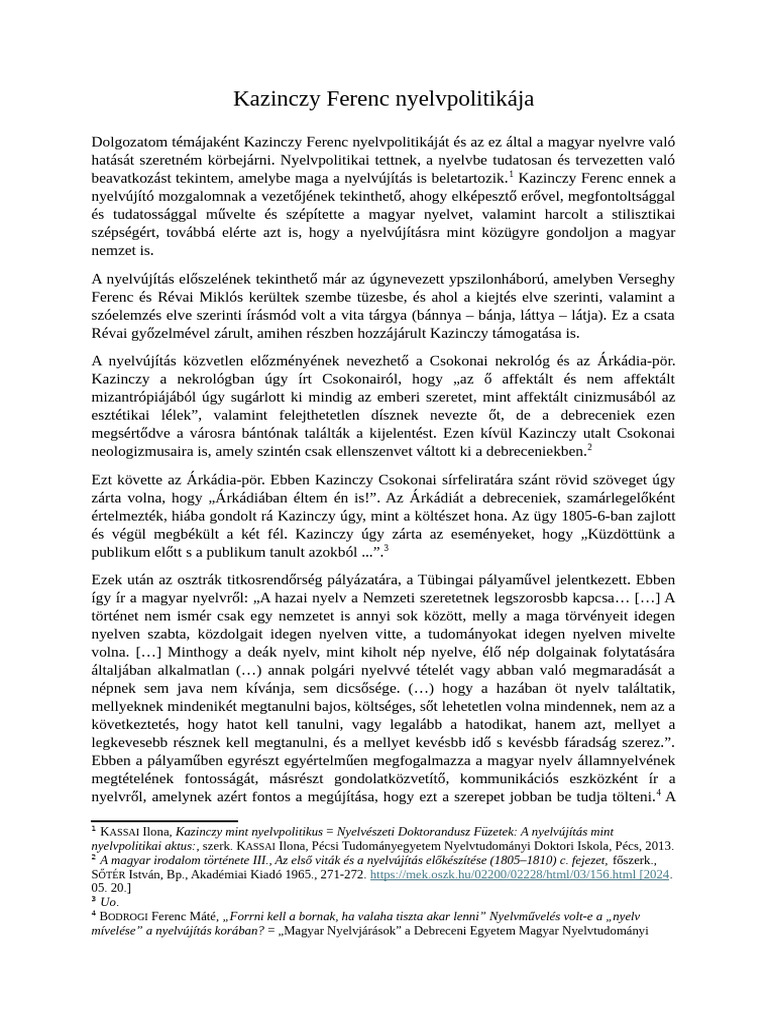 Butyka Balázs - Kazinczy Ferenc Nyelvpolitikája | PDF