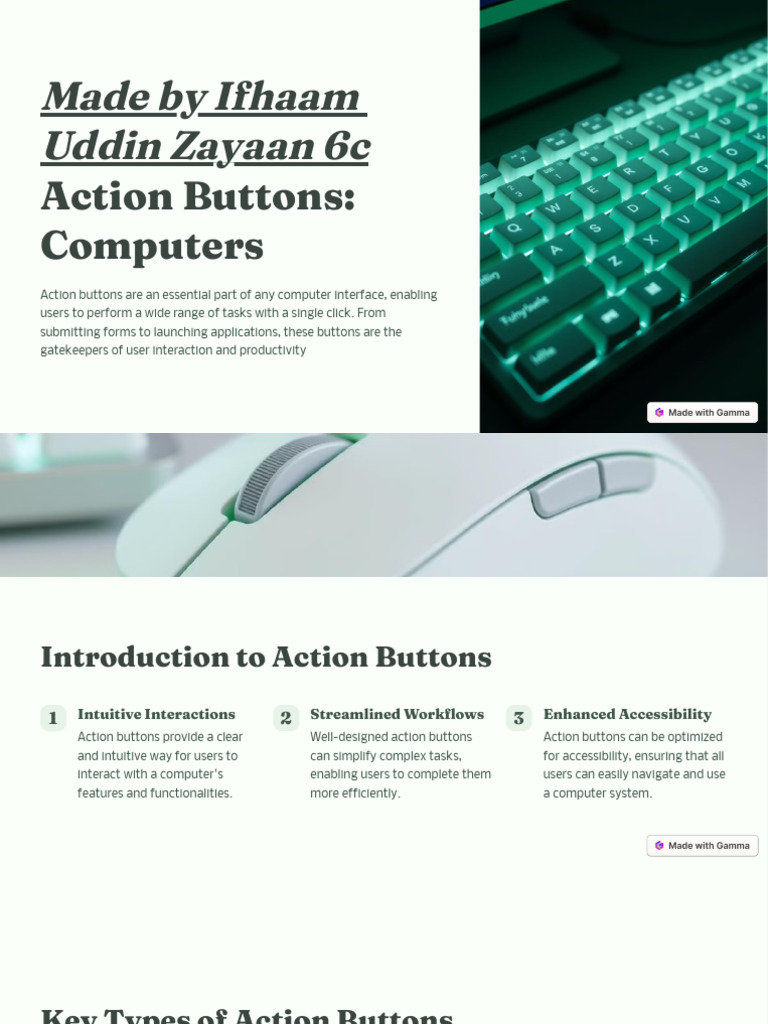 Made by Ifhaam Uddin Zayaan 6c Action Buttons Computers | PDF | Icon ...