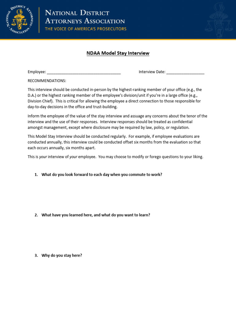 NDAA Model Stay Interview FINAL | PDF