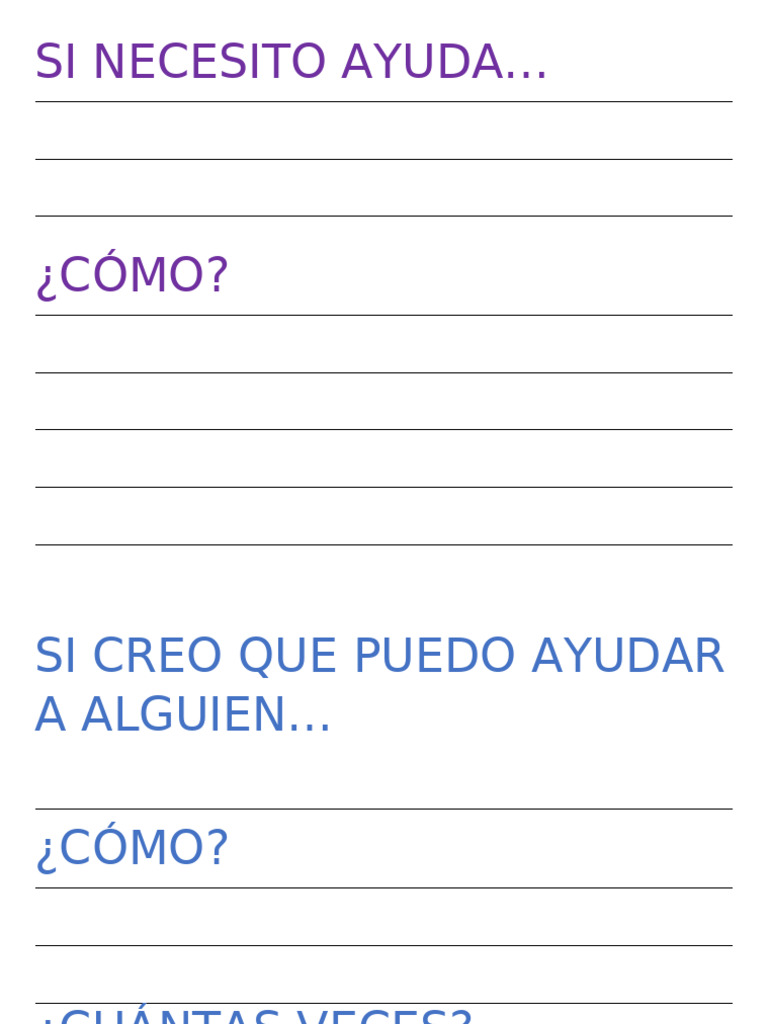 Plantilla para Pedir y Dar Ayuda - NECESITO AYUDA | PDF