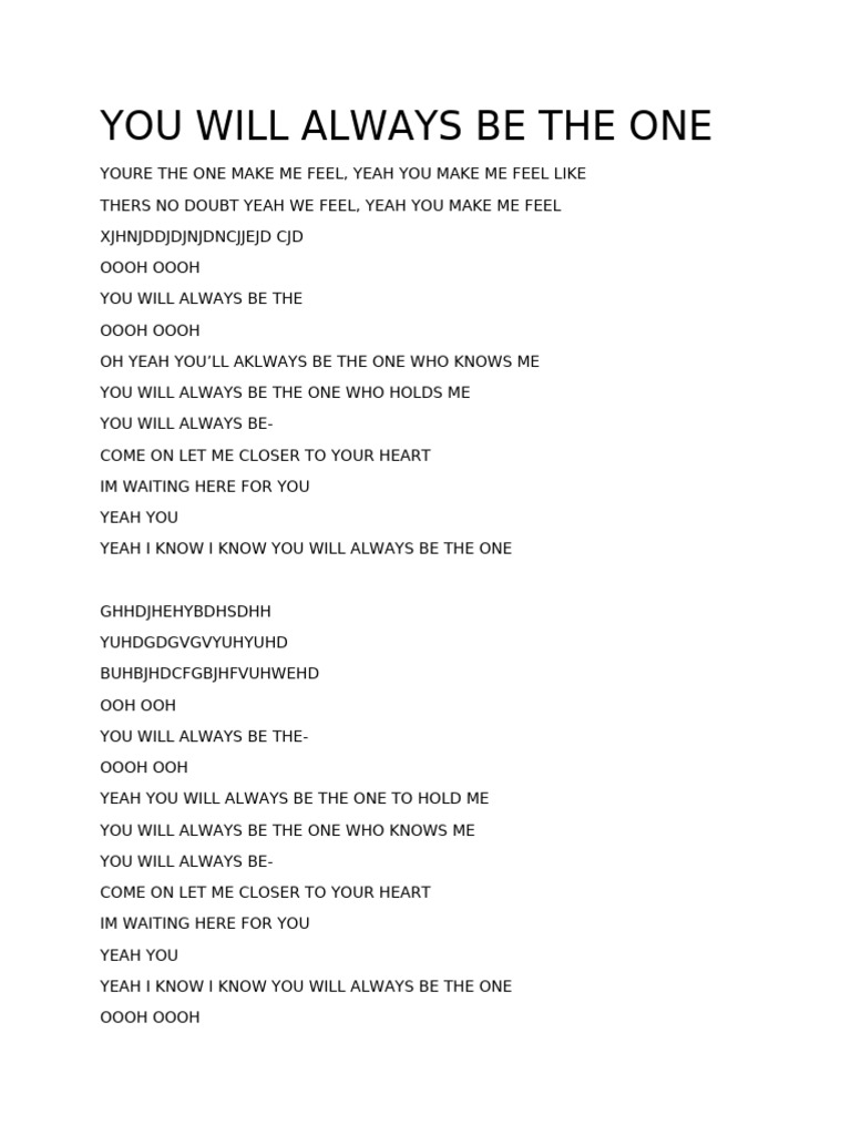 You Will Always Be The One | PDF