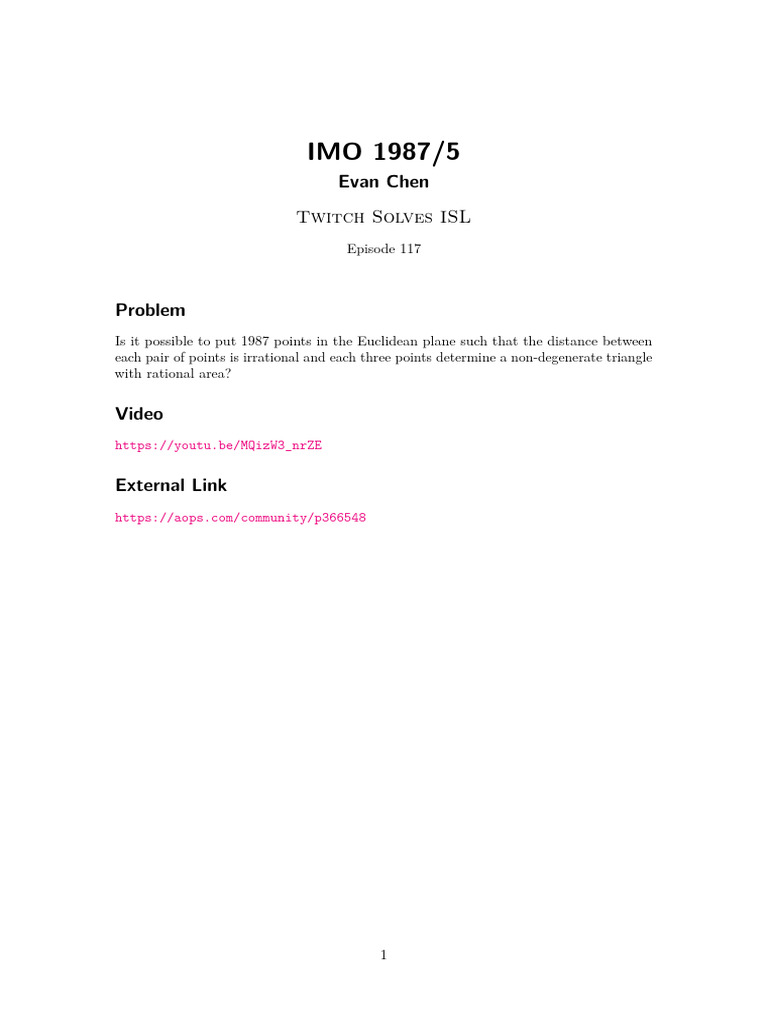 Ep117 IMO 1987 5 Solution | PDF