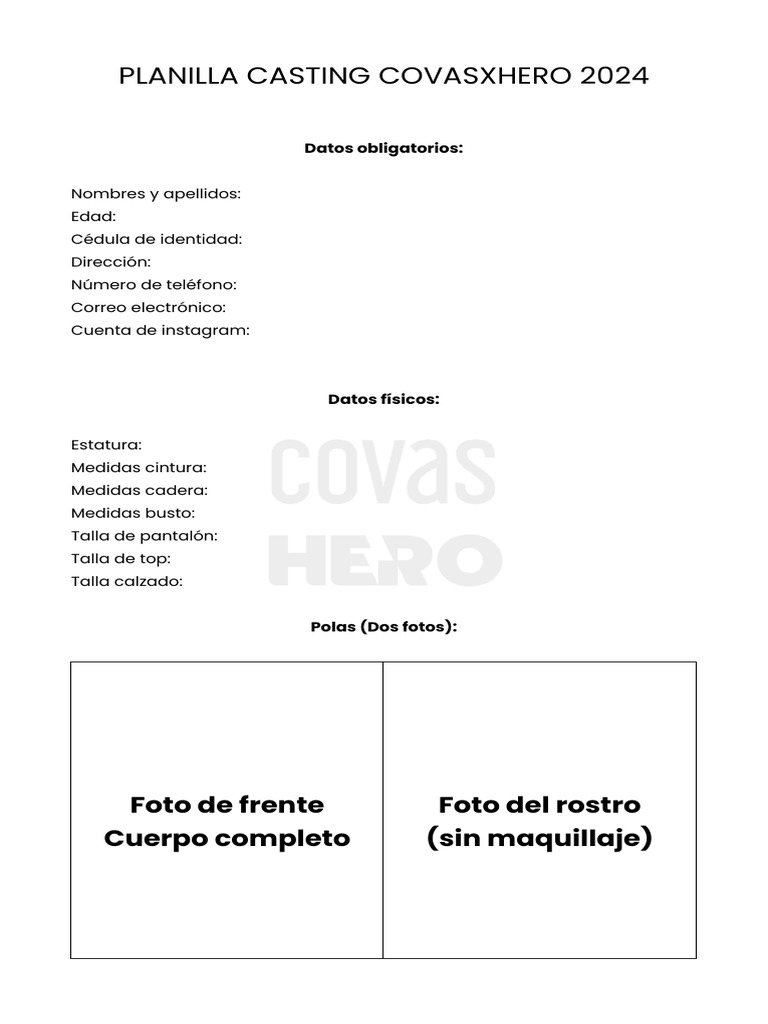 Planilla Casting Modelos 2024 | PDF | Crecimiento personal y profesional | Ciencias sociales