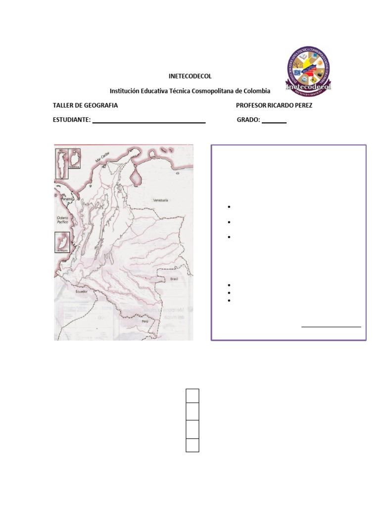 TALLER Geografia | PDF | Colombia | océano Pacífico